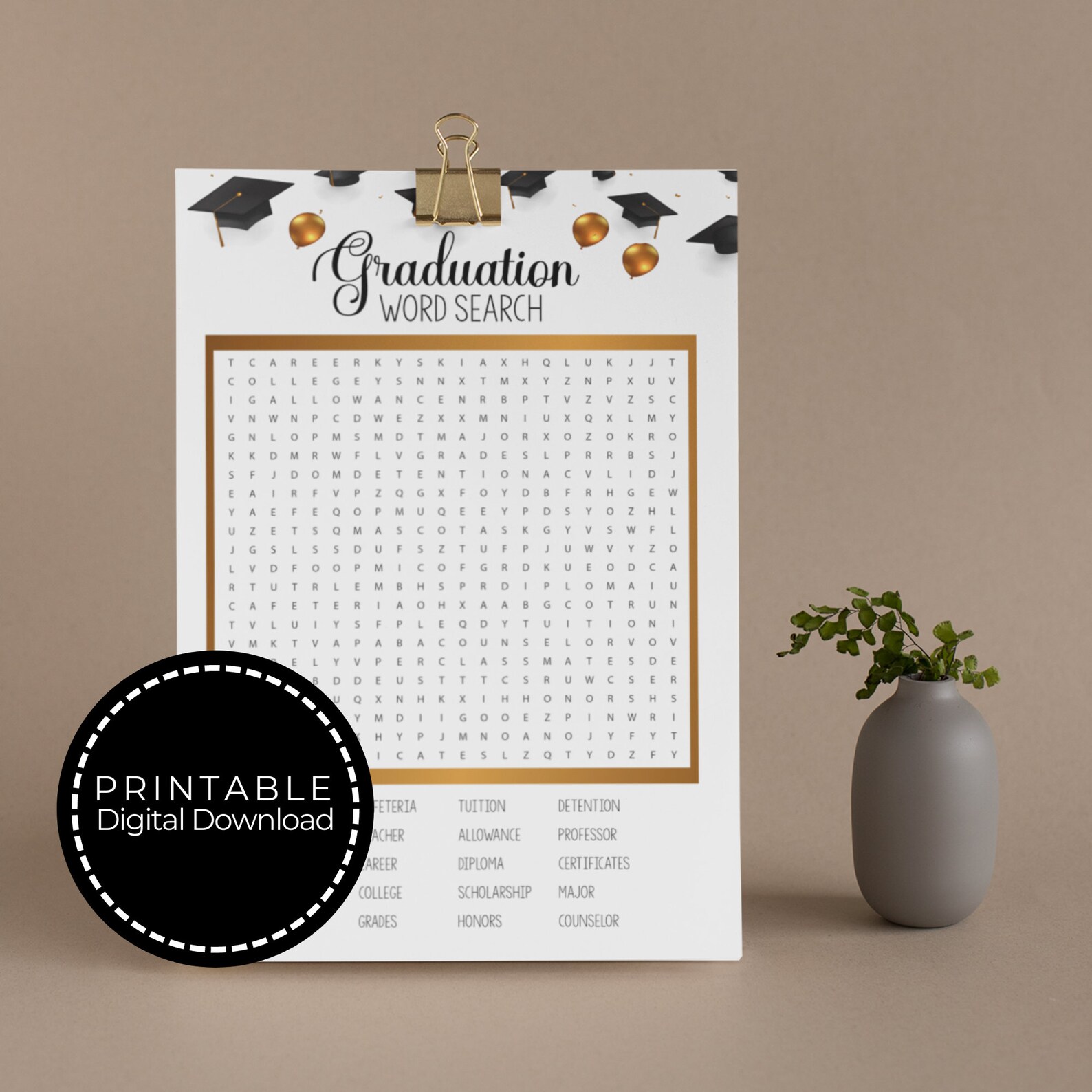 Graduation Word Search Puzzle Printable for Class of 2023, Printable ...