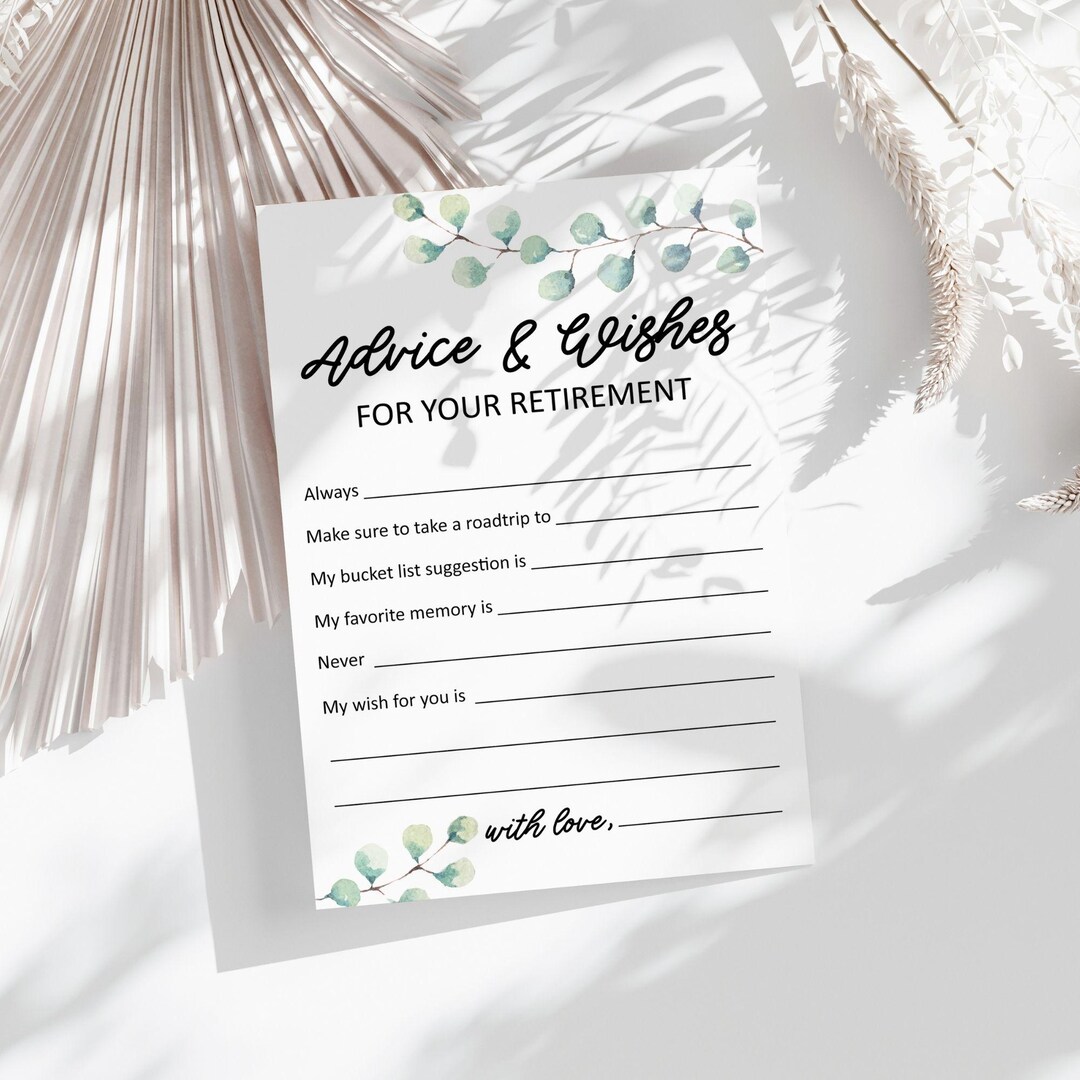 Advice and Wishes for a Retirement Party, Advice Cards, Retirement ...