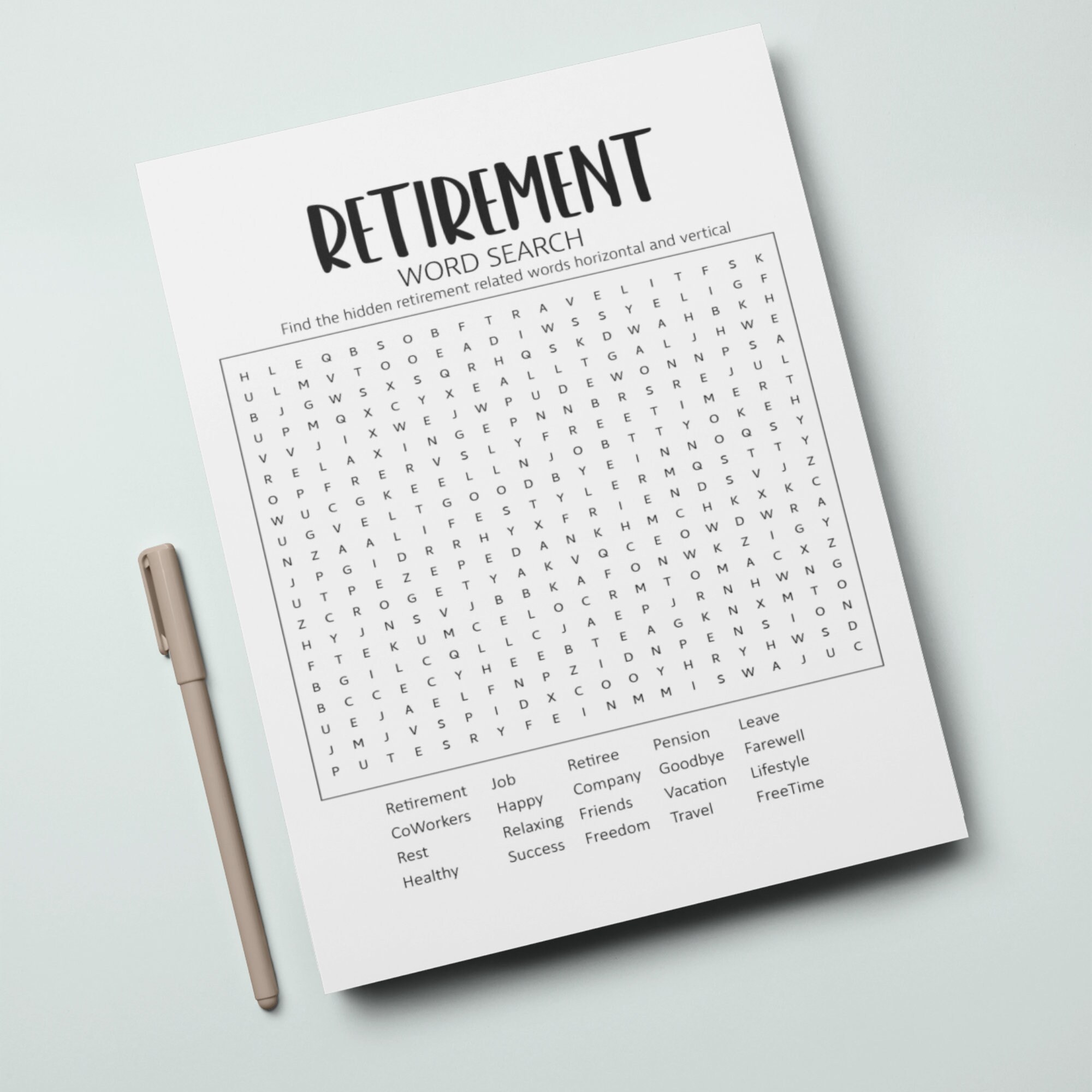 Retirement Word Search Game: Printable Party Activity (PDF) - Etsy