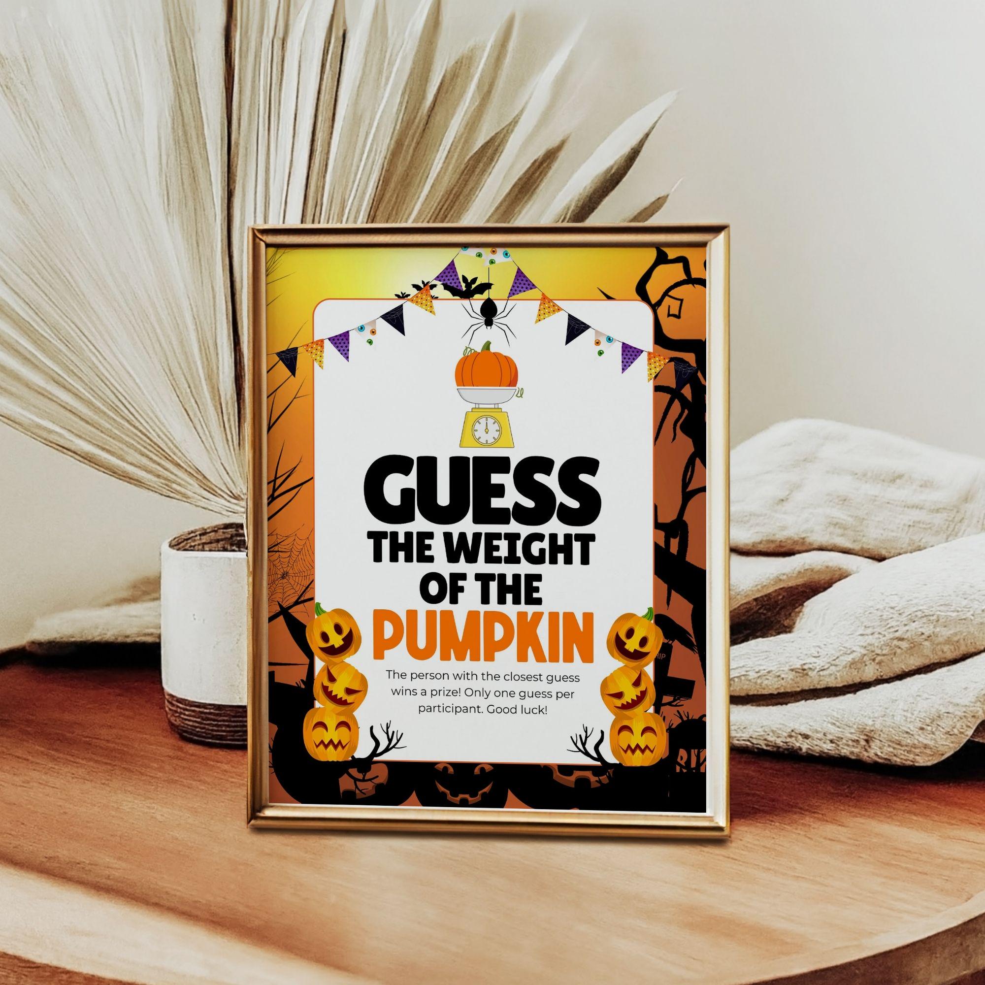 Pumpkin Weight Guessing Game Printable – Fun Halloween Party Game ...
