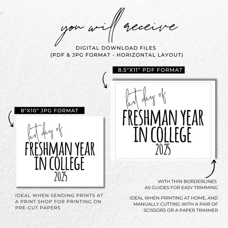 Freshman Year 2025 Printable Sign: College Photo Prop (digital Download ...