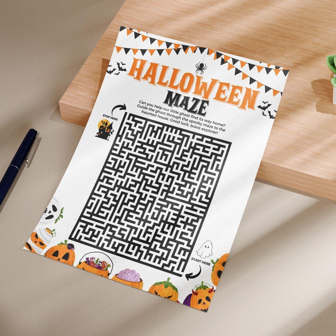 Printable Halloween Maze for Kids | Spooky Fun Activity | Haunted House ...