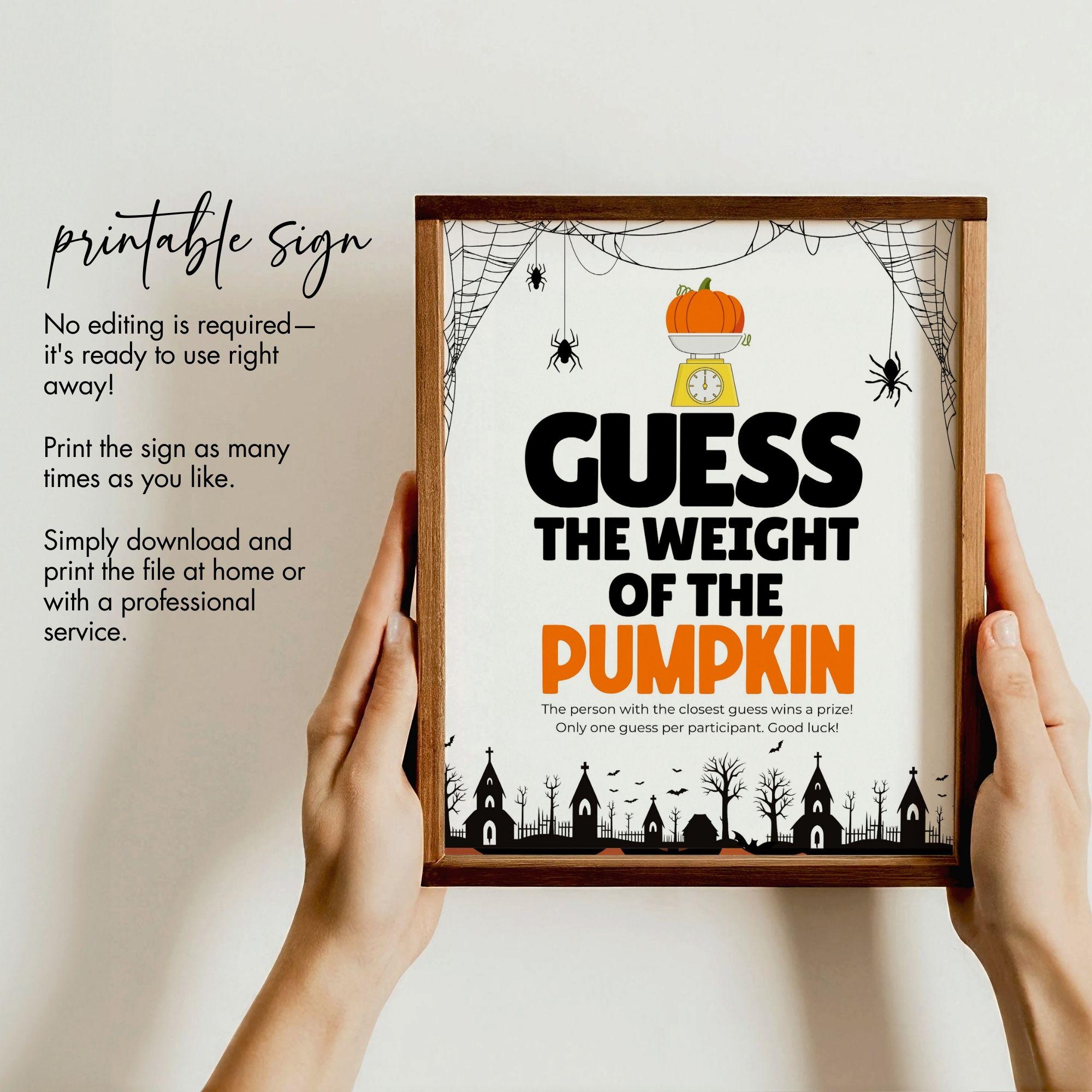 Guess the Pumpkin Weight Game – Halloween Party Printable – Fun Fall ...