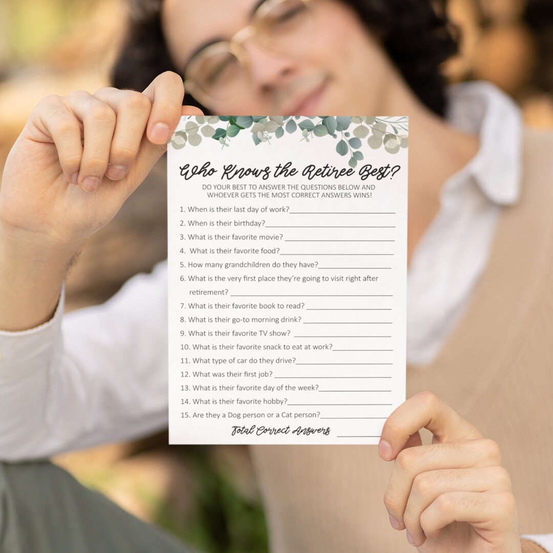 Who Knows the Retiree Best Retirement Party Game, How Well Do You Know ...