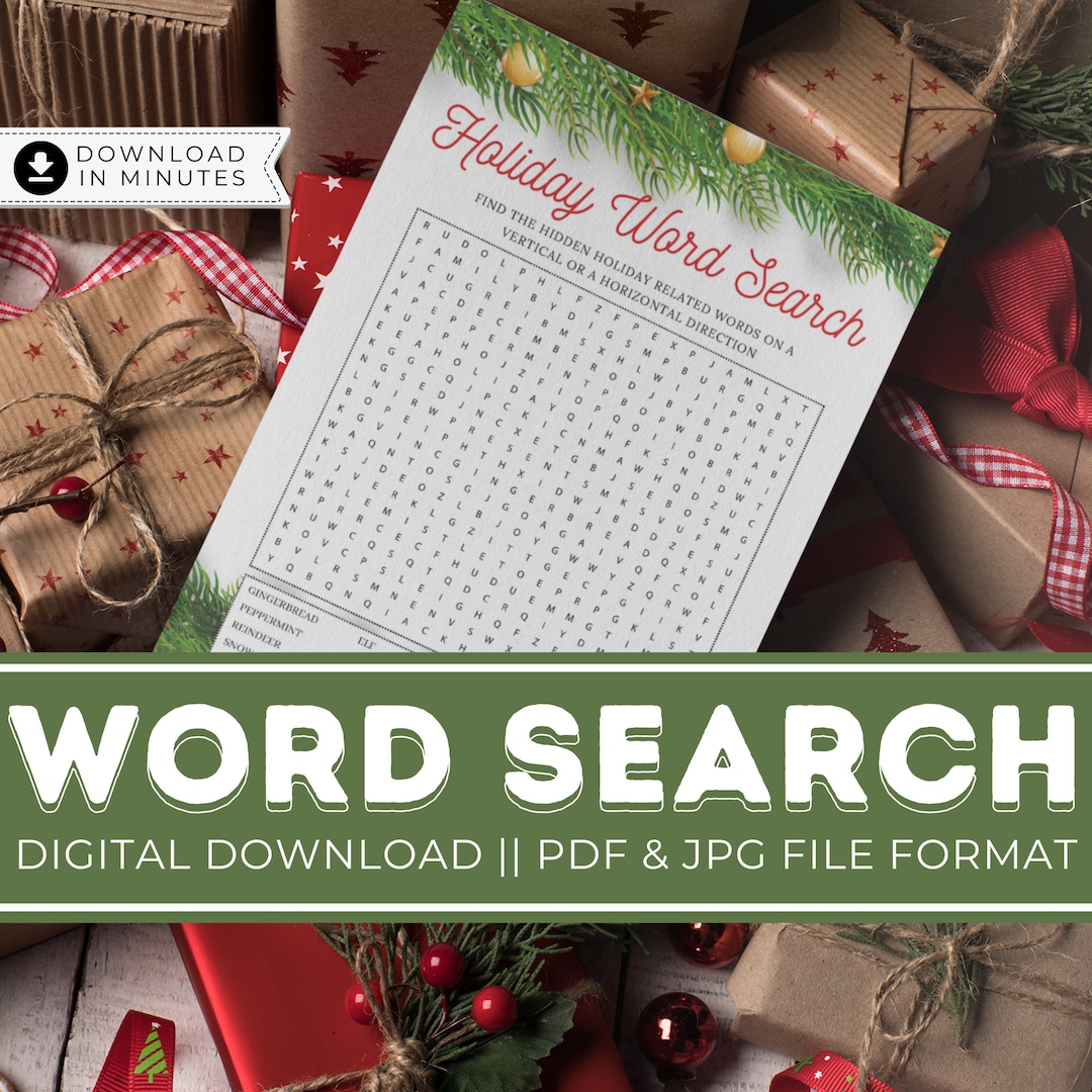 Holiday Word Search Printable Game, Holiday Games for Work, Holiday ...