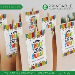 Last Day of School Favor Tags | Printable Treat Tags (PDF) - Etsy