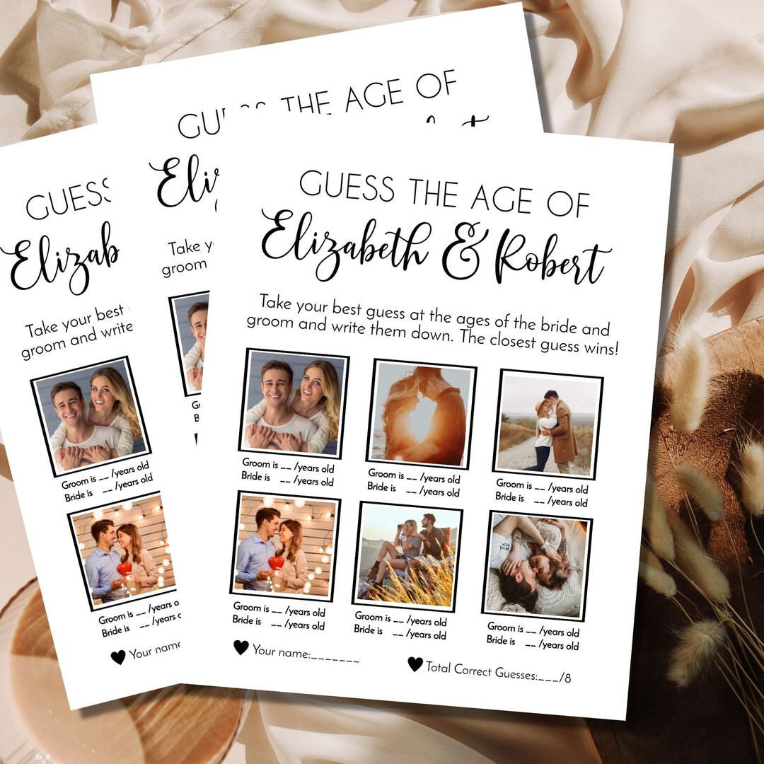 Guess the Age Wedding Game: Printable Reception Activity (8.5x11 ...