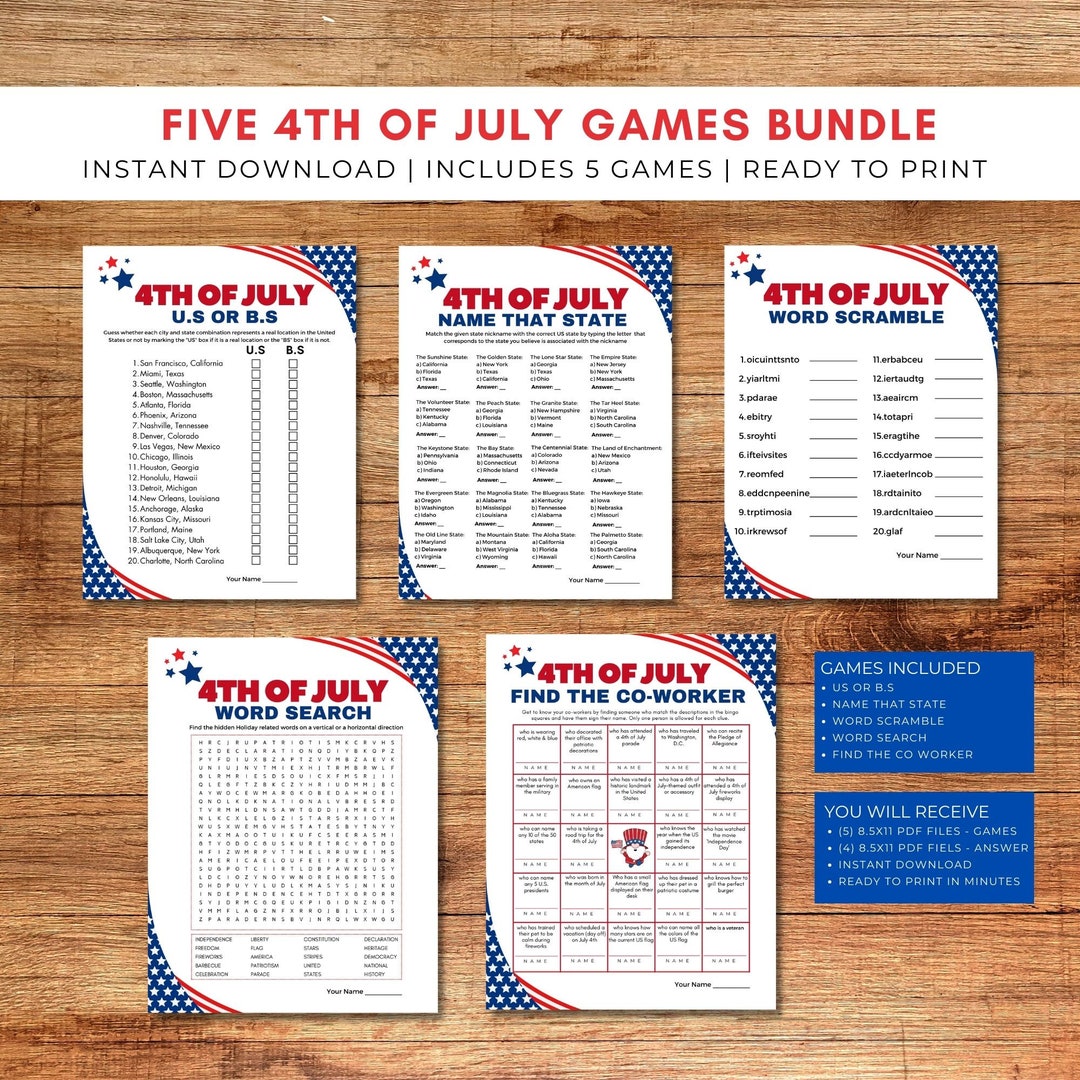 4th of July Patriotic Party Word Search Printable Game 4th of July ...