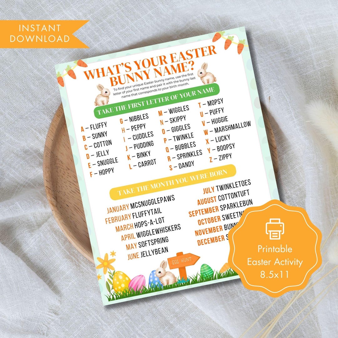 Easter Bunny Name Game Printable: Fun Easter Activity (instant Download ...