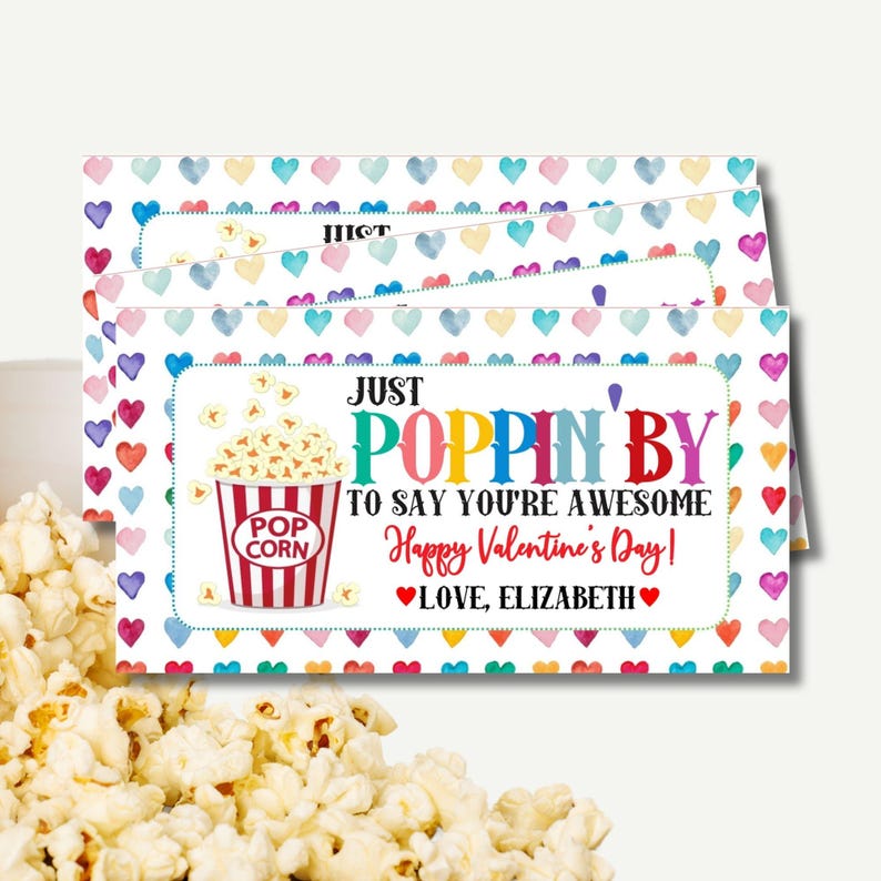 Editable Valentine's Day Popcorn Treat Tag: Printable Corjl Template ...