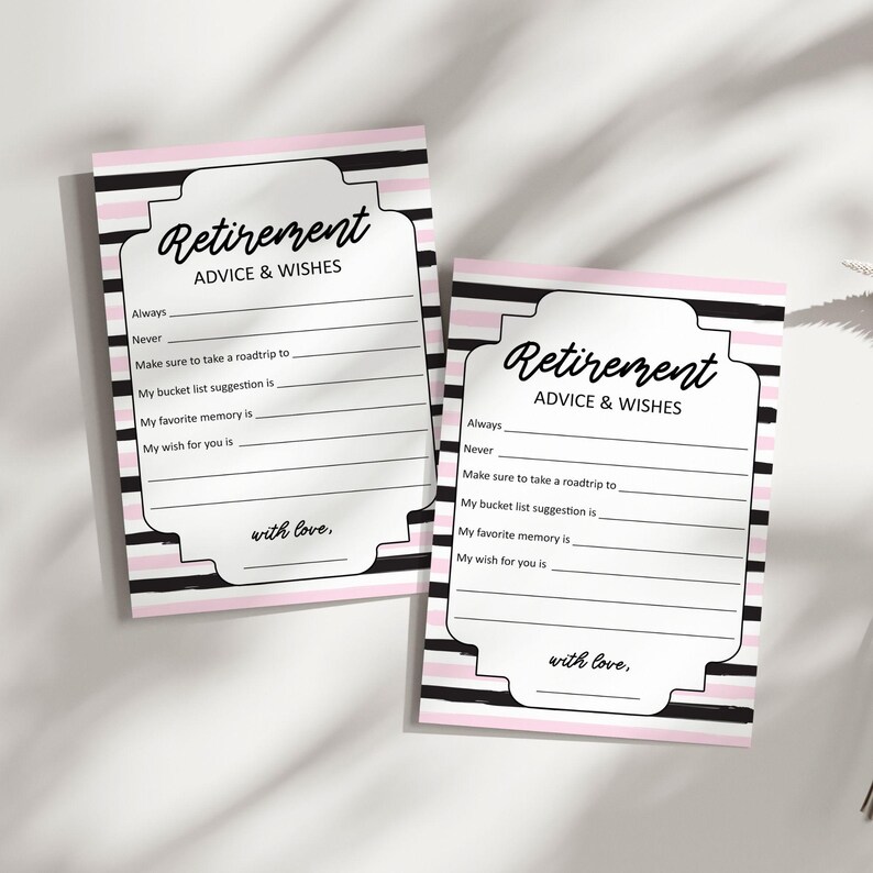 Advice and Wishes for a Retirement Party, Advice Cards, Retirement ...