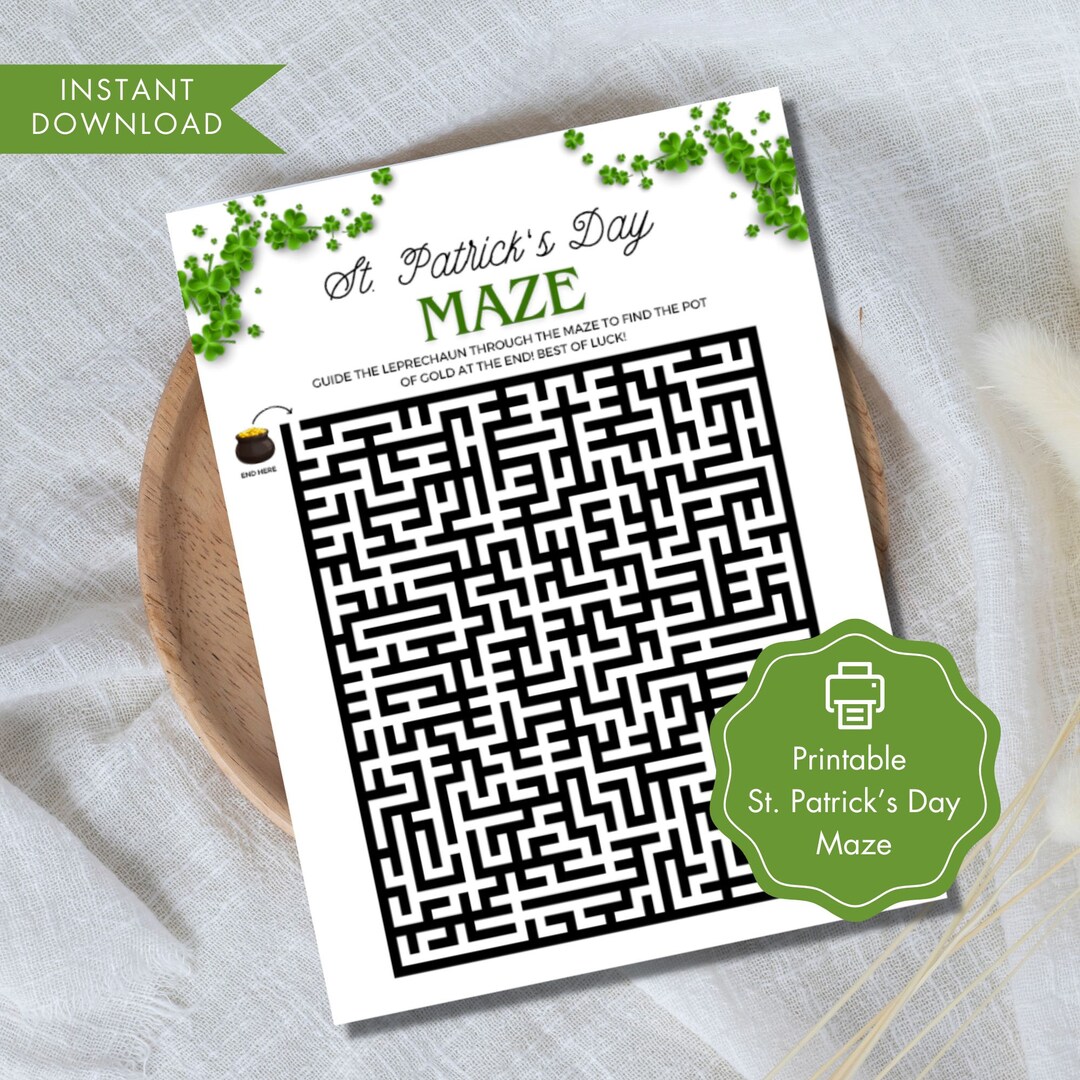 St. Patrick's Day Maze Puzzle: Kids Activity (PDF) - Etsy
