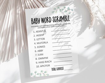 Baby Shower Word Scramble Game - Etsy