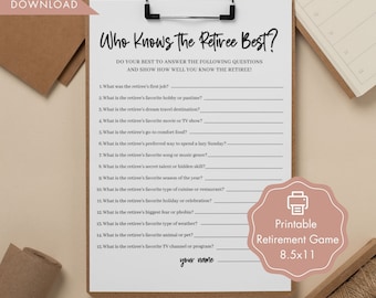 Retirement Party Games Printable, Who Knows the Retiree the Best Game ...