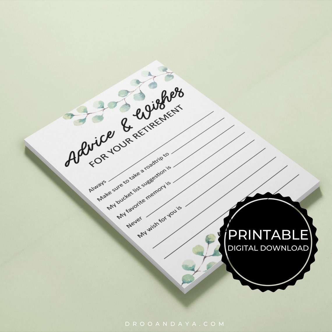 Advice and Wishes for a Retirement Party, Advice Cards, Retirement ...