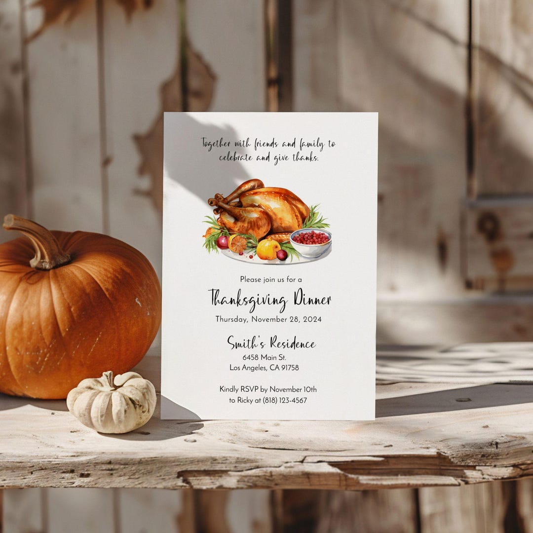 Editable Thanksgiving Dinner Invitation | Custom Thanksgiving Party ...