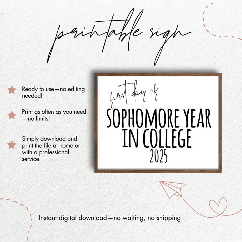 First Day of Sophomore Year in College 2025 School Digital Download ...