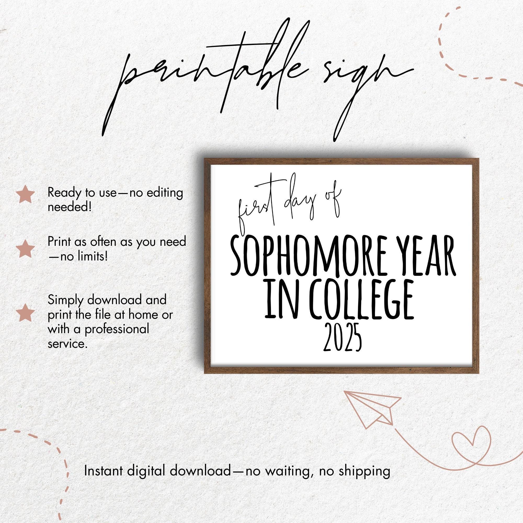 Sophomore Year College Sign 2025: First Day Photo Prop (digital ...