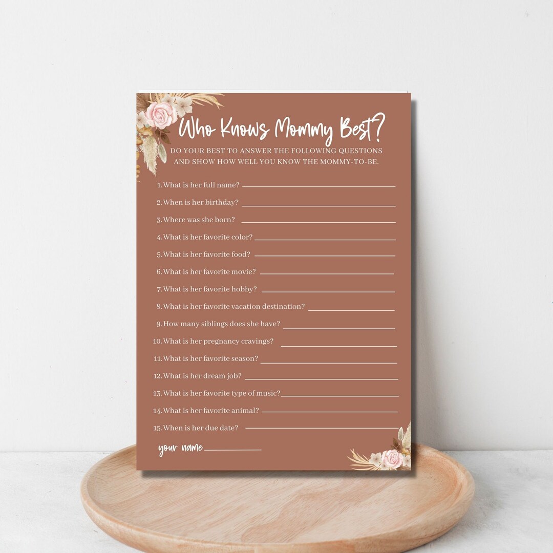 Who Knows Mommy Best Baby Shower Printable Game, Baby Shower Game, How ...