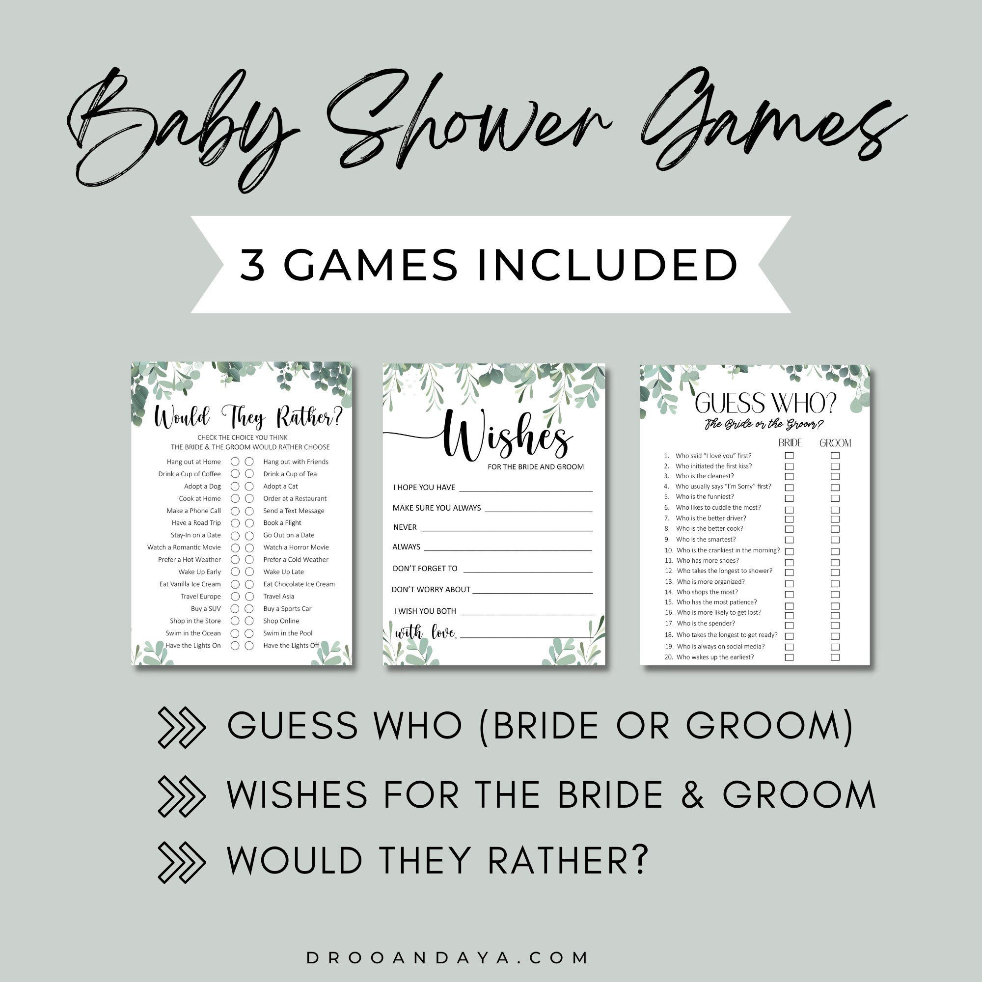 Wedding Printable Game Package Wedding Rustic Wedding - Etsy