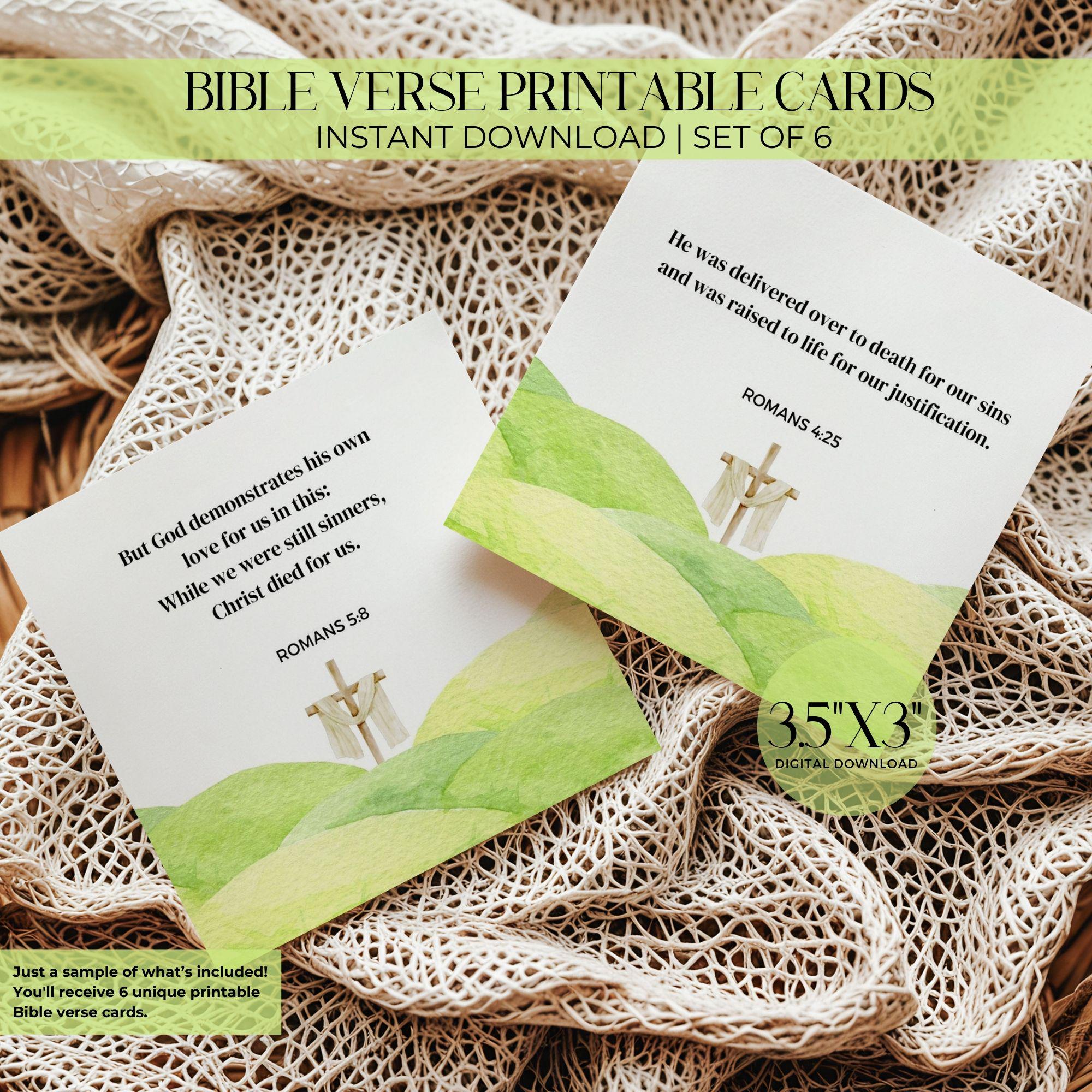 Printable Bible Verse Cards 3.5x3 | Easter Scripture Cards | Christian ...