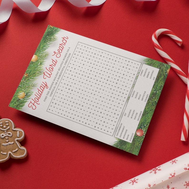 Holiday Word Search Game: Christmas Printable (PDF & JPG) - Etsy