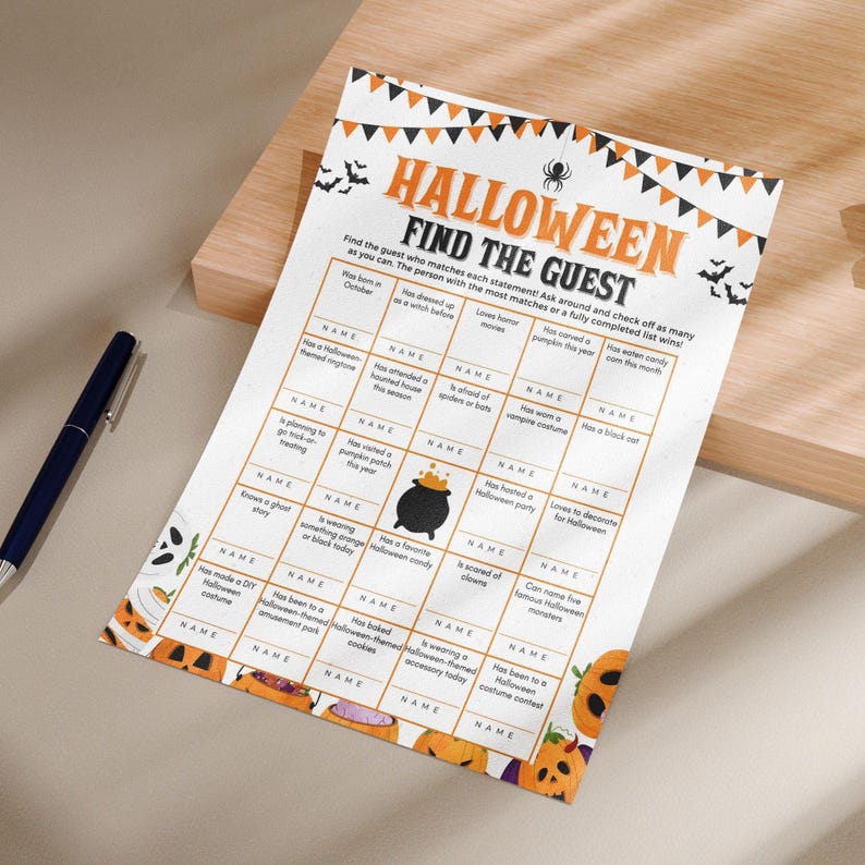Halloween Find the Guest Game Printable | Fun Halloween Icebreaker ...