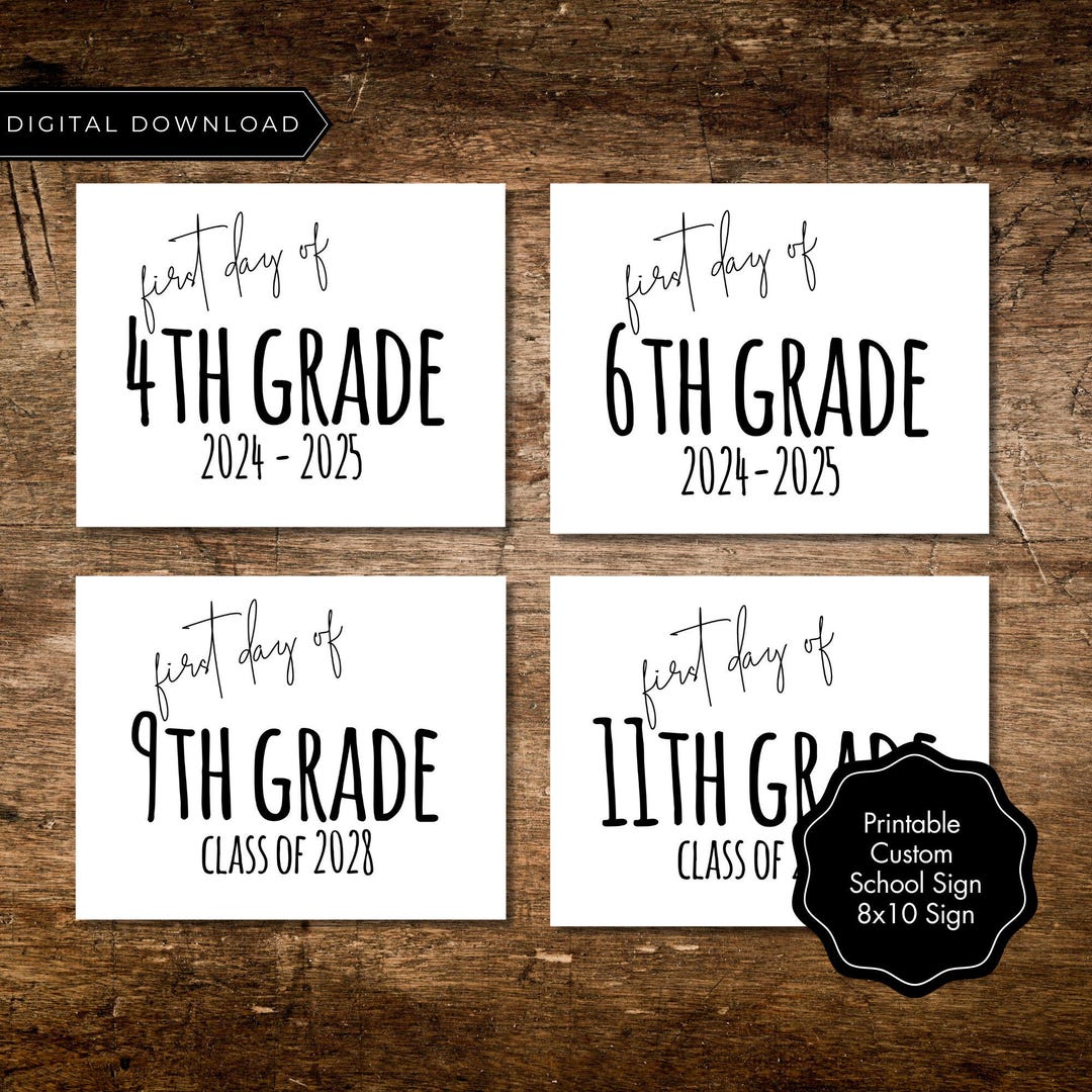 Custom First Day of School Sign: Grades 4-9 (digital Download) - Etsy