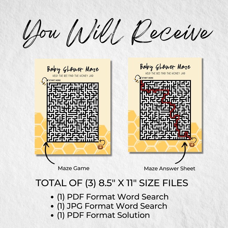 Bee Theme Baby Shower Maze Baby Shower Game Activity for - Etsy