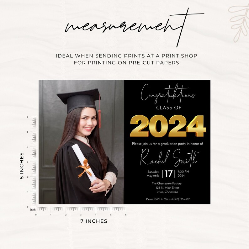 Class of 2024 Graduation Invitation Template Black and Gold Theme ...