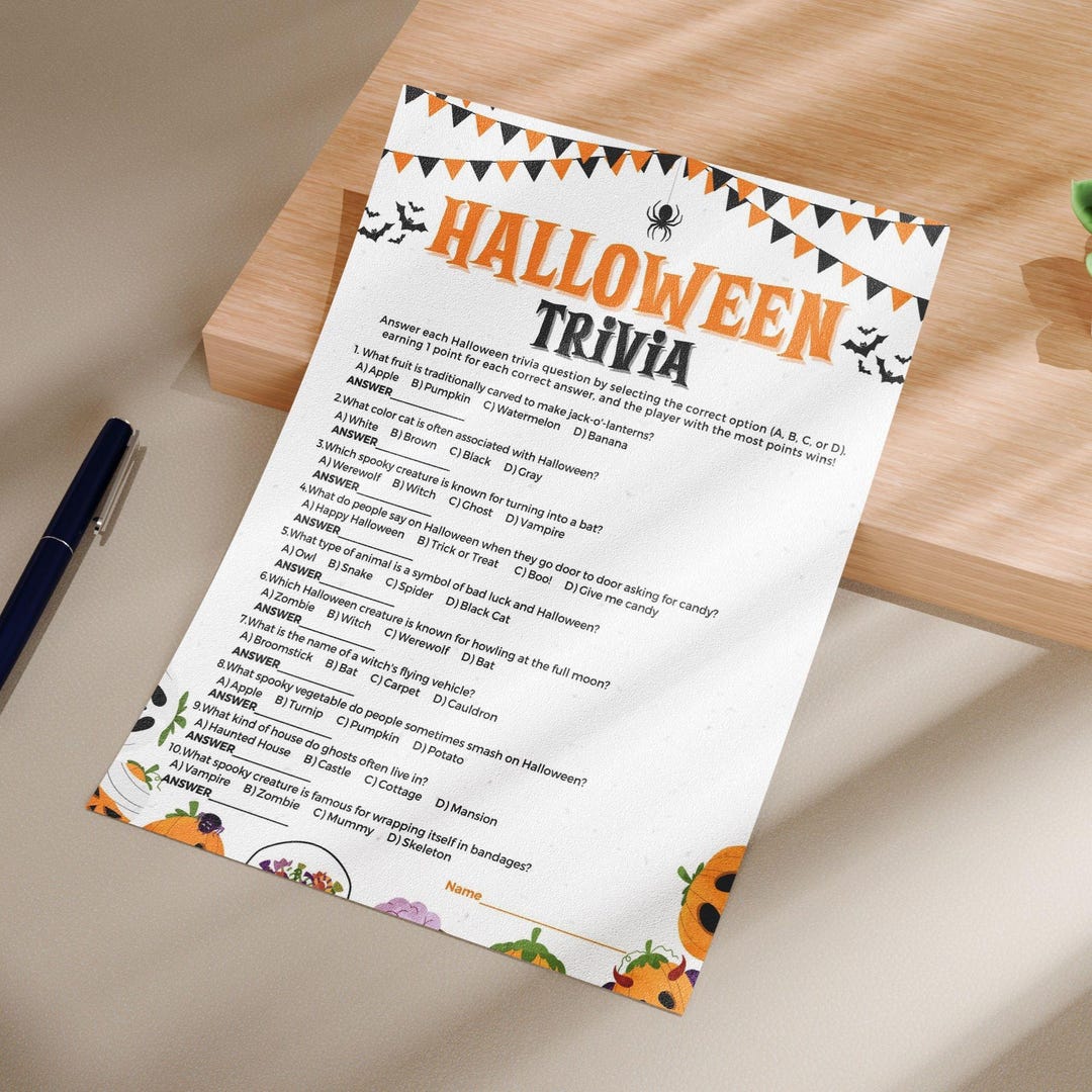 Halloween Trivia Game Printable | Fun Halloween Quiz for Kids and ...