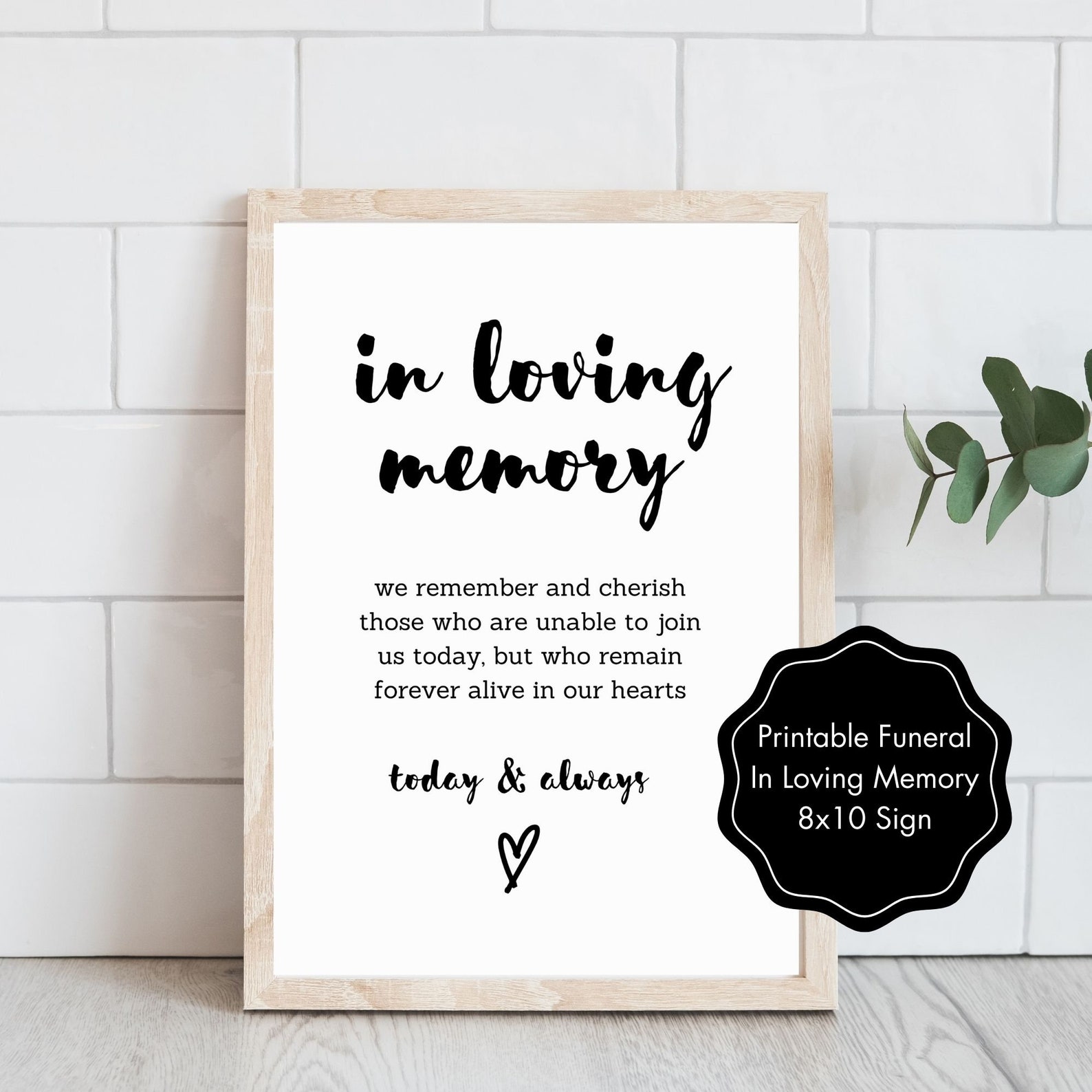 Printable in Loving Memory Memorial Sign for a Wedding - Instant ...
