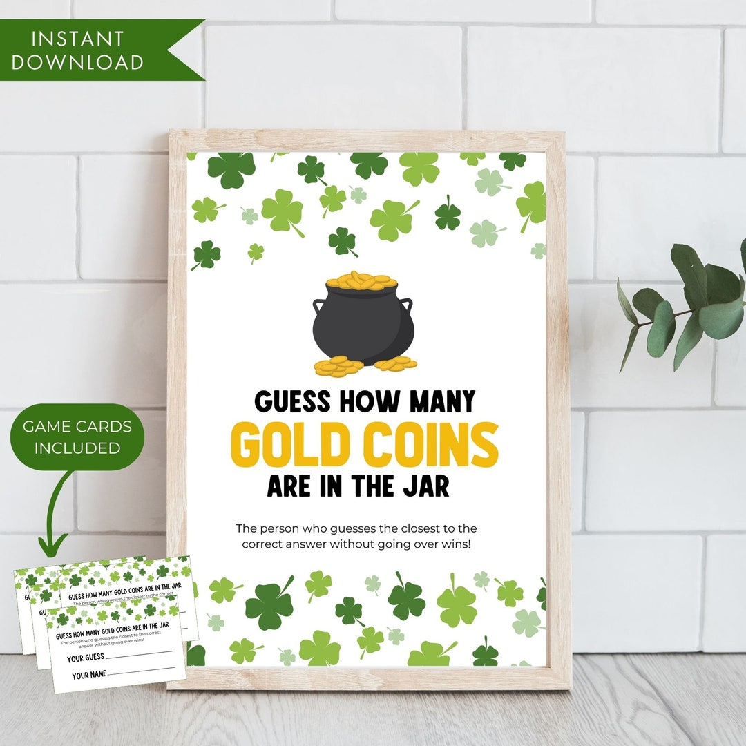 St. Patrick's Day Guessing Game 8x10, Guess How Many Gold Coins Game ...