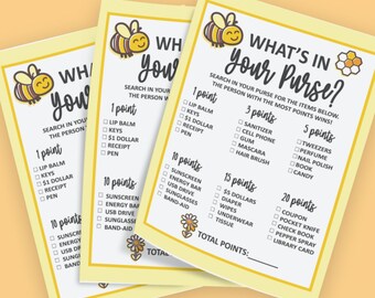 Whats in Your Purse Woodland Baby Shower Games Printable - Etsy