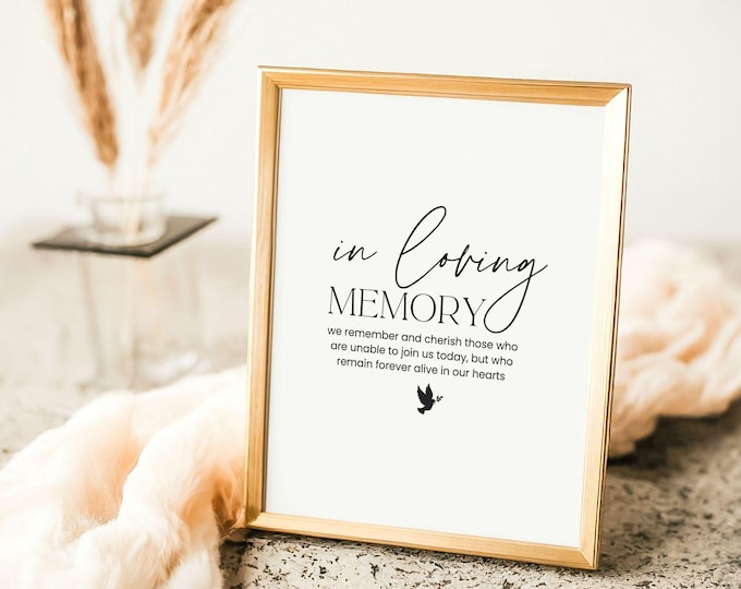 Memorial Table Sign Template, Printable Memorial Service Sign, in ...
