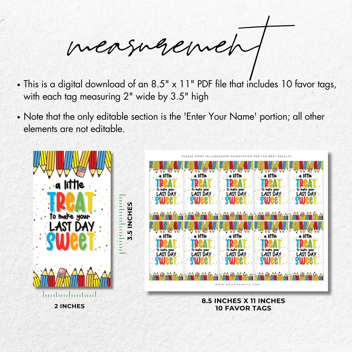 Last Day of School Favor Tags | Printable Treat Tags (PDF) - Etsy