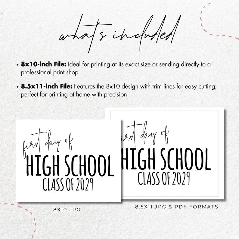 First Day of High School Class of 2029 Sign (digital Download) - Etsy