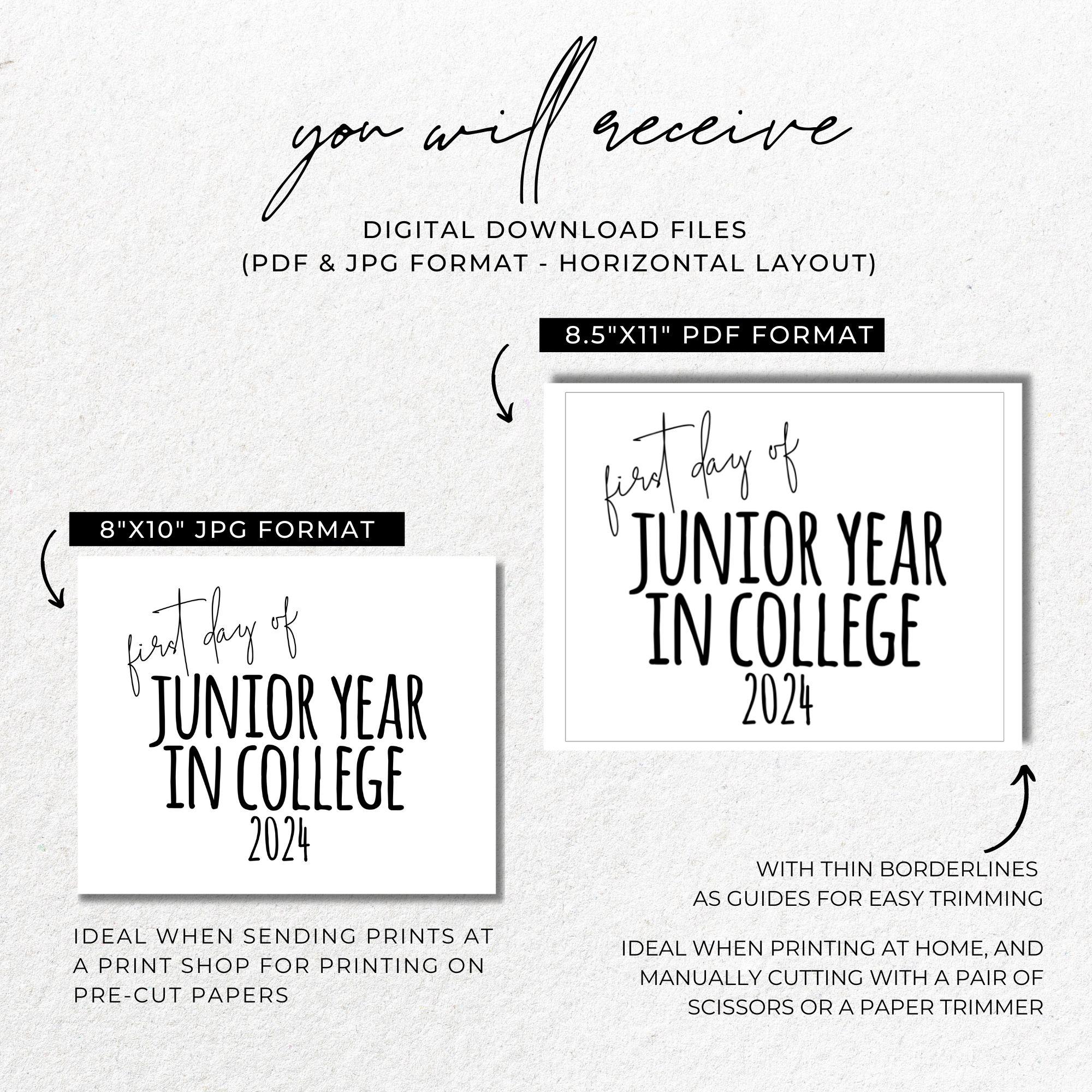 First Day of Junior Year in College 2024 Printable 8x10 Sign, First Day ...