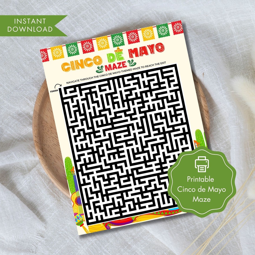 Cinco De Mayo Maze Printable Game 8.5x11, Corporate Party Game, Cinco ...