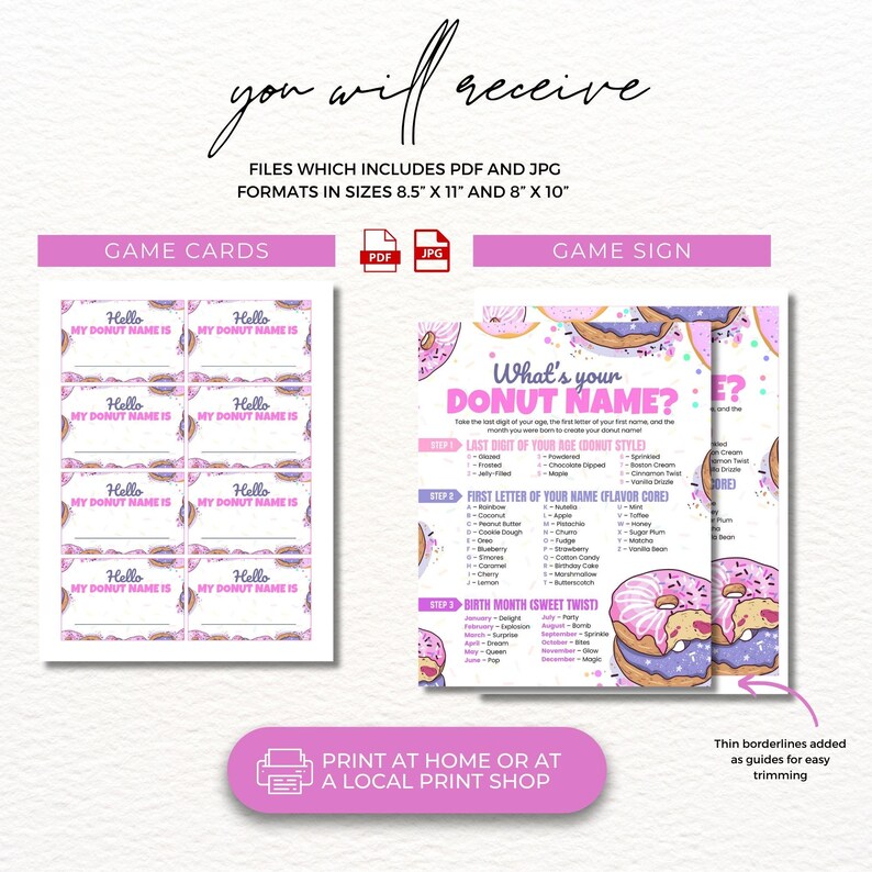 Donut Name Game Printable: Party Icebreaker Activity (digital Download ...