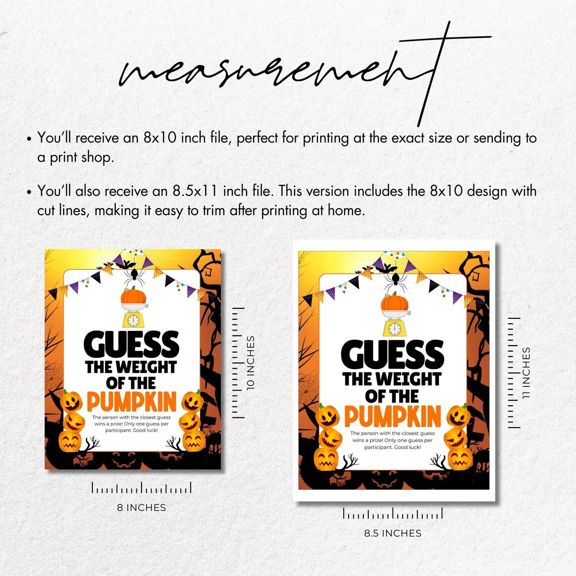 Pumpkin Weight Guessing Game Printable – Fun Halloween Party Game ...