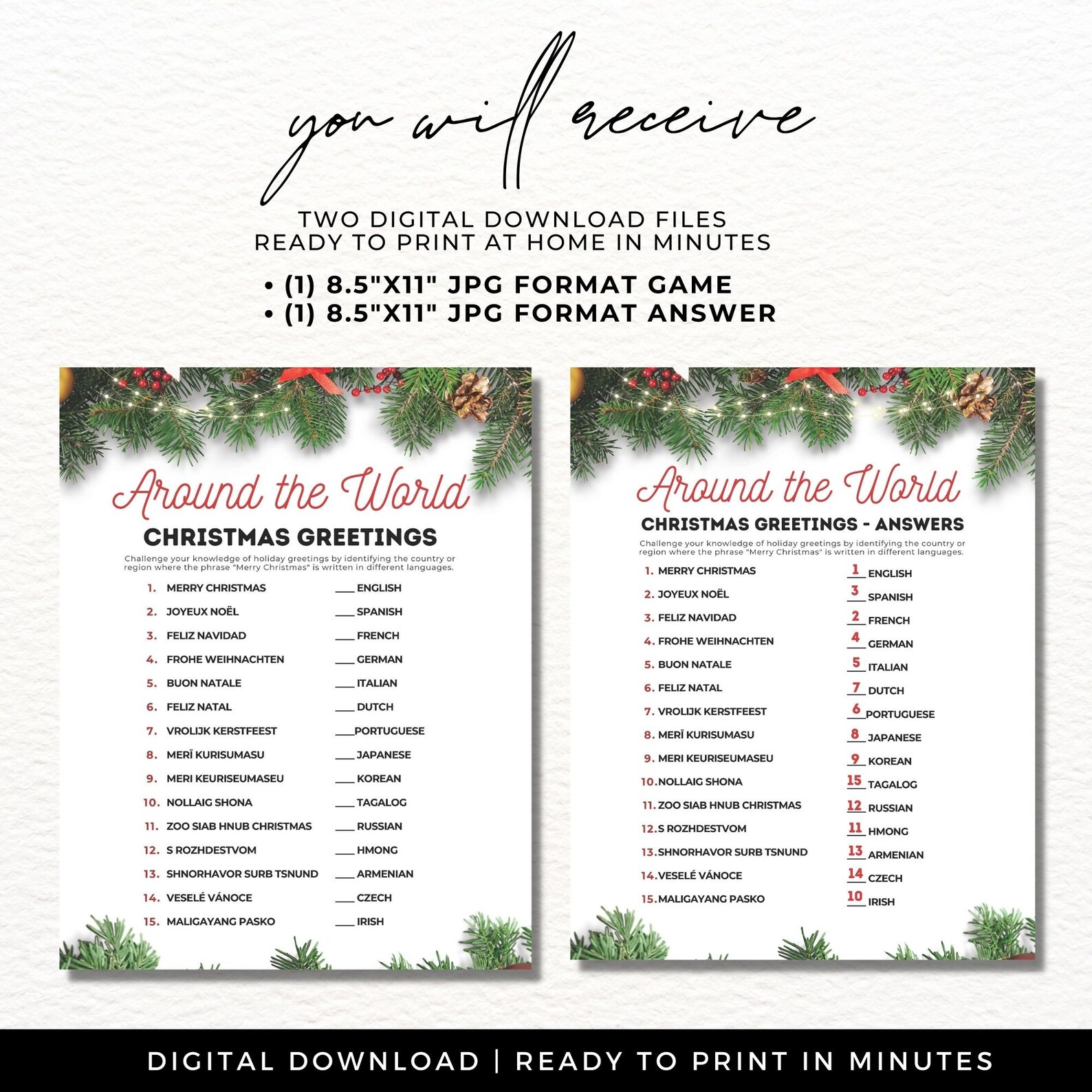 Christmas Around the World Game: Holiday Party Printable (digital ...