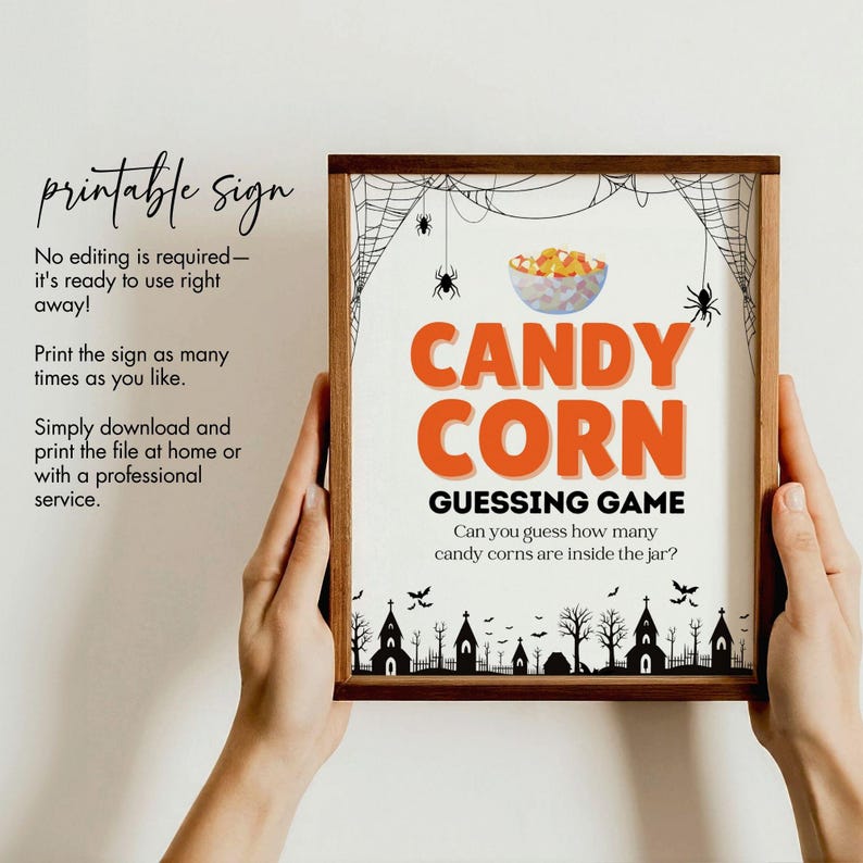 Candy Corn Guessing Game Sign – Halloween Party Game Printable – Fun ...