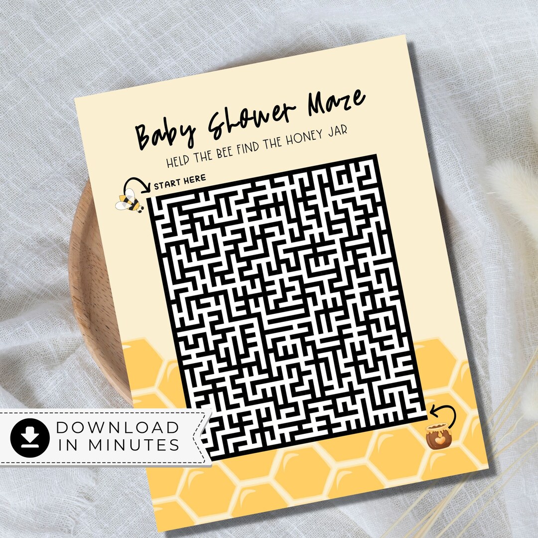 Bee Theme Baby Shower Maze, Baby Shower Game Activity for Children ...