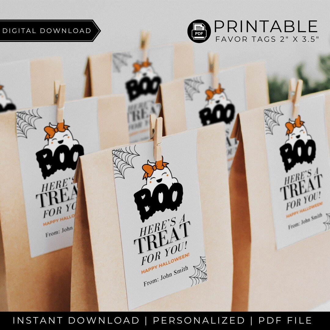 Editable Halloween Favor Tags | Printable Boo Treat Tags (digital ...