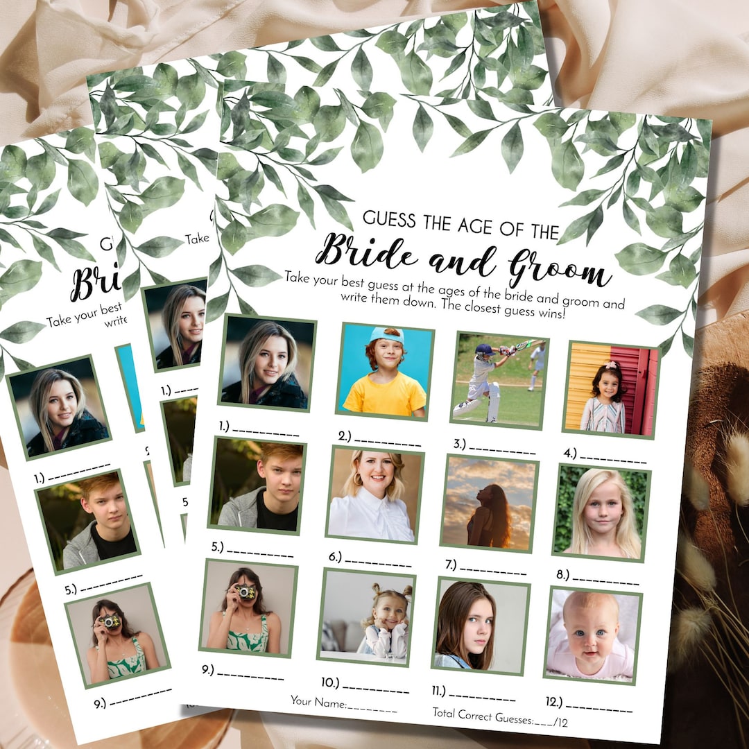 Greenery Guess the Age of the Bride and Groom Game Template, Printable ...