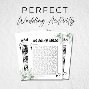 Greenery Wedding Maze Activity Printable, Wedding Reception Activity ...