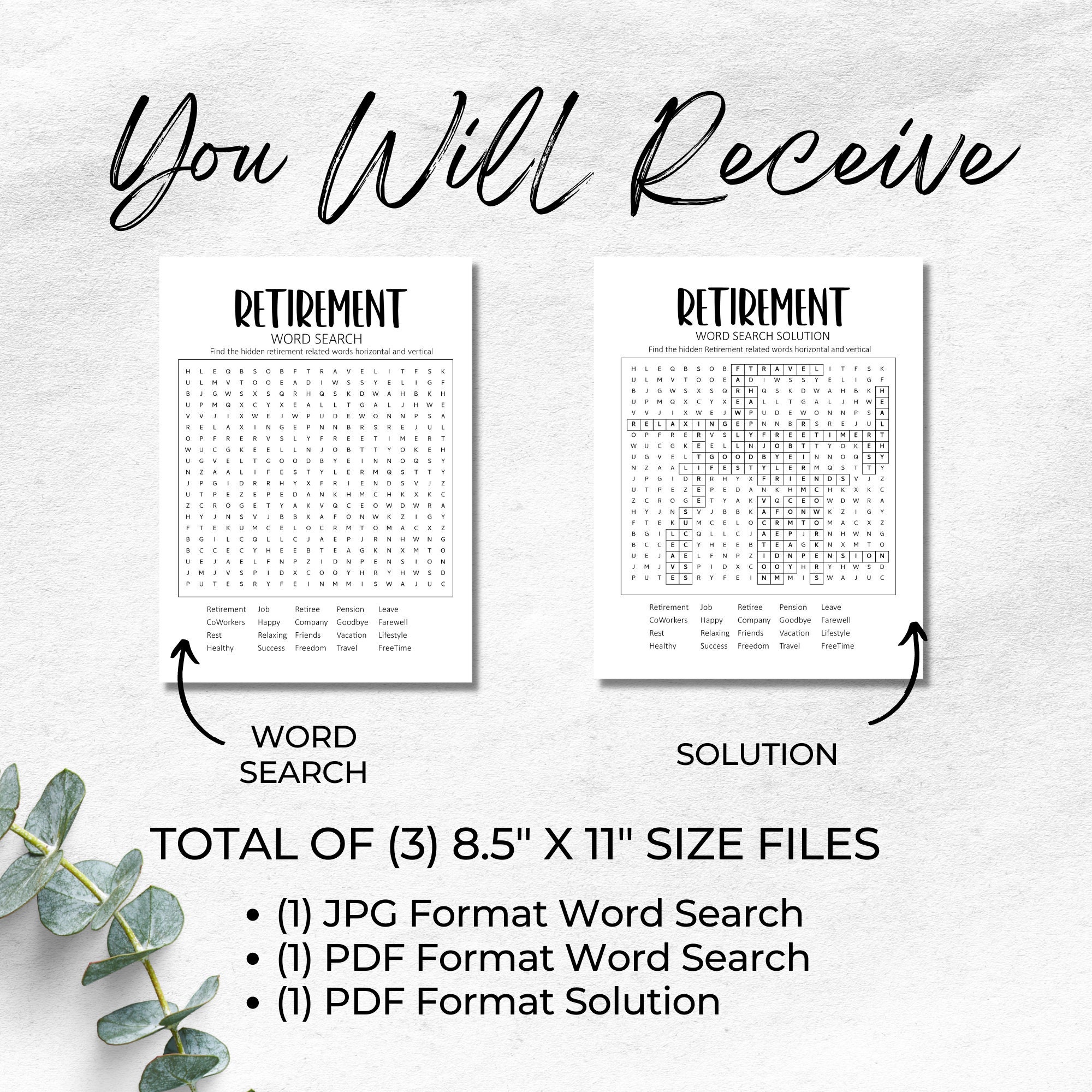 Retirement Word Search Game: Printable Party Activity (PDF) - Etsy
