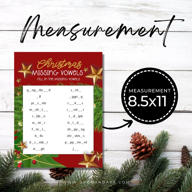 Christmas Missing Vowels Game: Printable Holiday Puzzle (digital ...