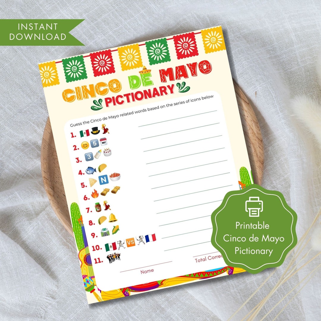 Cinco De Mayo Pictionary Printable Game 8.5x11, Corporate Party Game ...